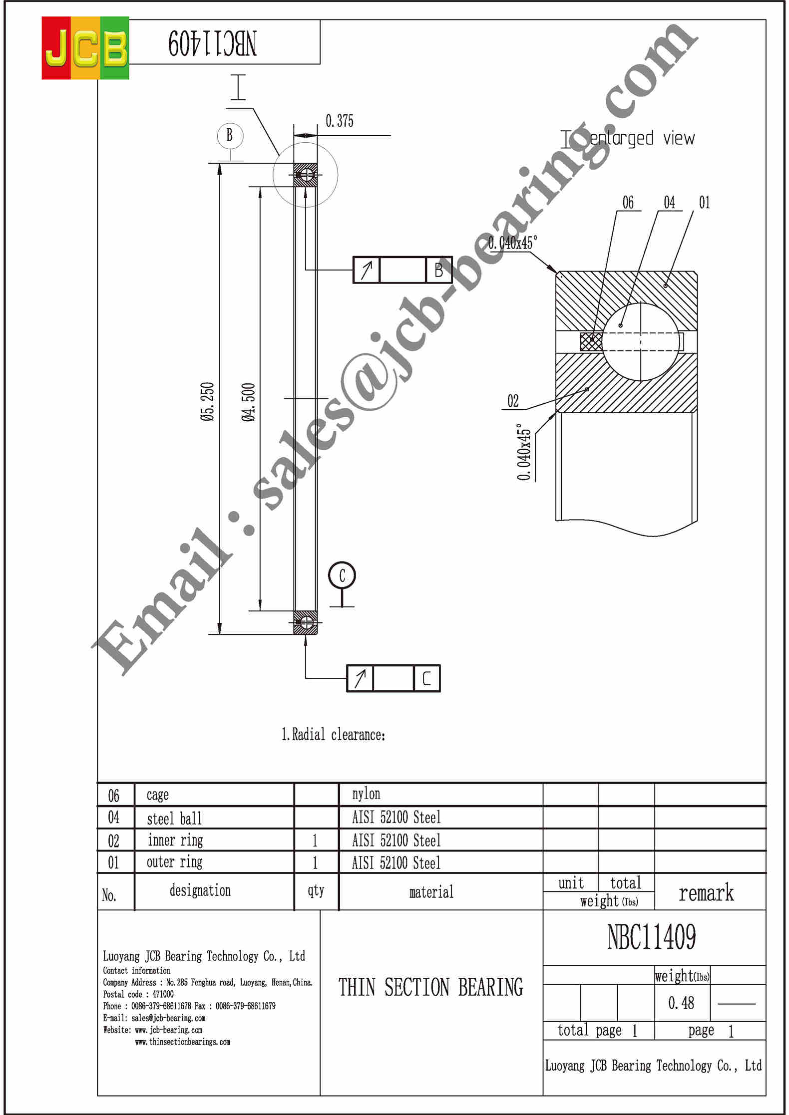 DRAWINGS OF NSK THIN SECTION BEARING - THIN SECTION BEARING